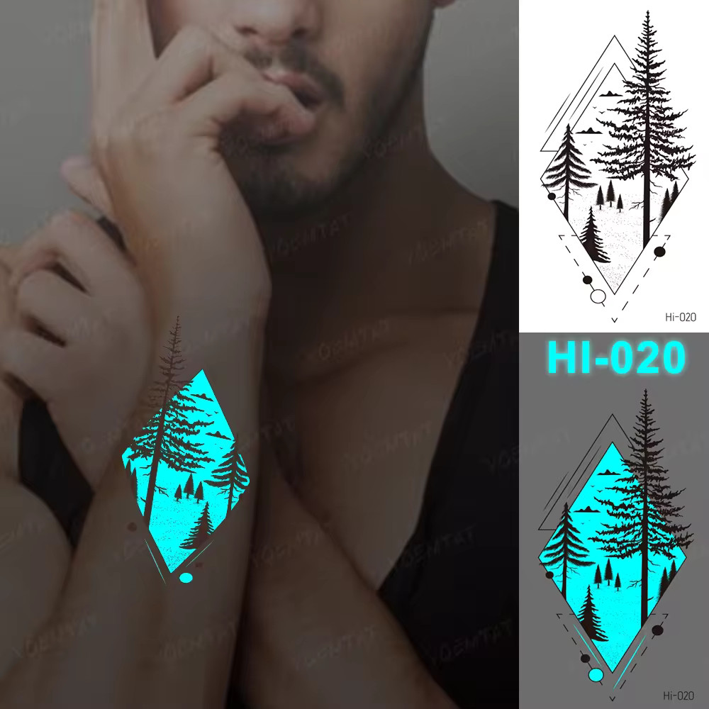 Alpine Glow Tattoo - Geometric Forest Art - OMG Temporary Tattoos